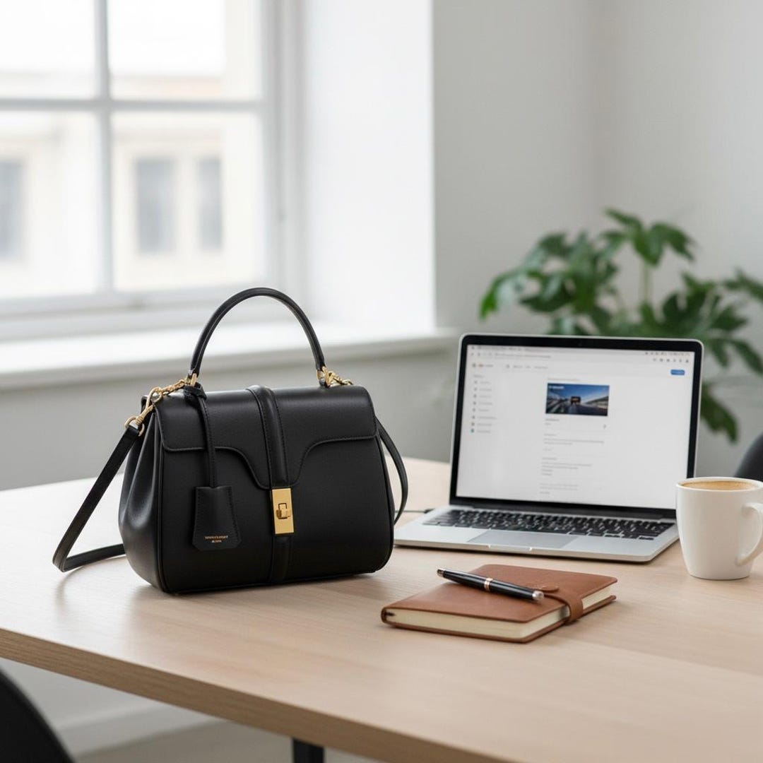 Genuine Leather Top Handle Bag – Elegant Black Crossbody Purse ...