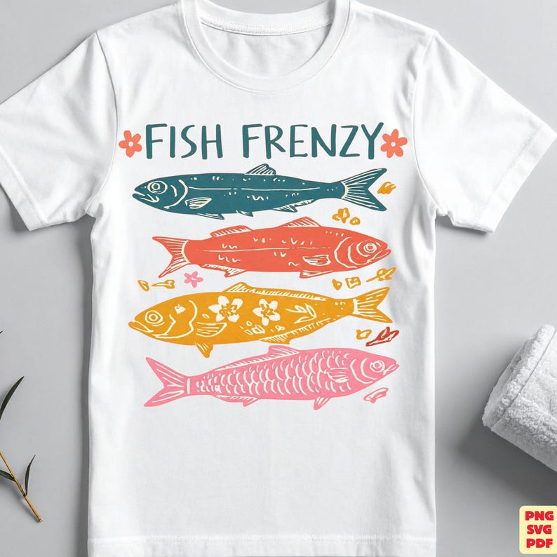 Fish Frenzy (png, Svg, Pdf), Summer Fishing Trip, Trendy Girly Design ...
