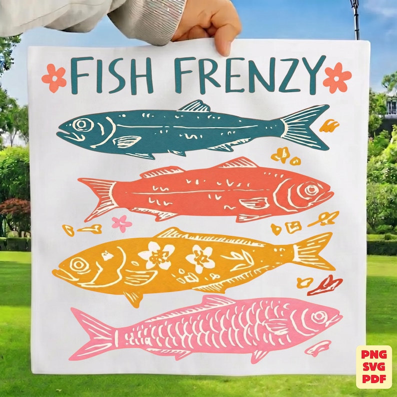 Fish Frenzy (png, Svg, Pdf), Summer Fishing Trip, Trendy Girly Design ...