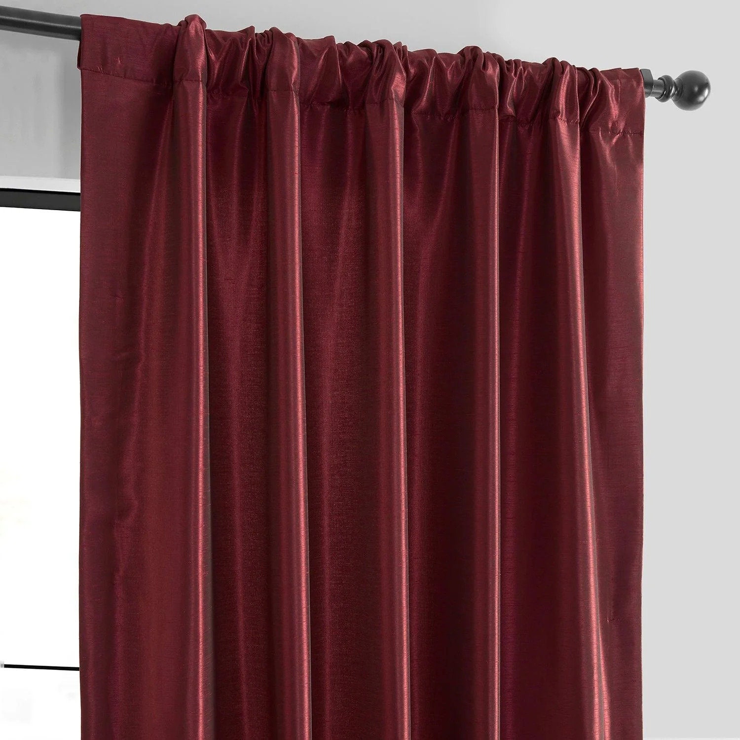 Ruby Faux Silk Curtains,single Panel Window Curtains,bedroom Curtains ...