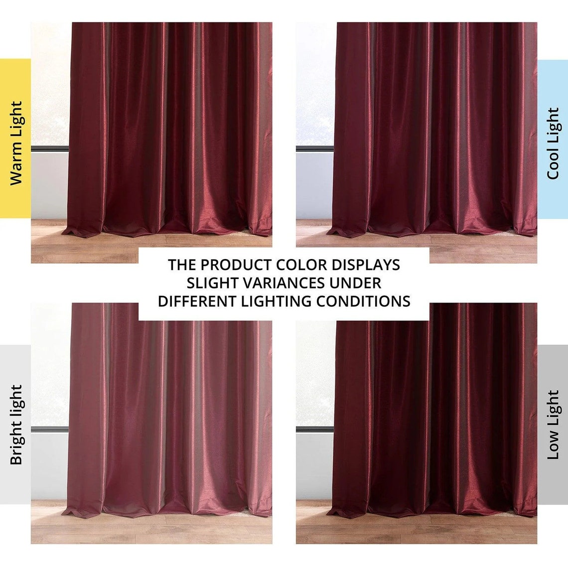 Ruby Faux Silk Curtains,single Panel Window Curtains,bedroom Curtains ...