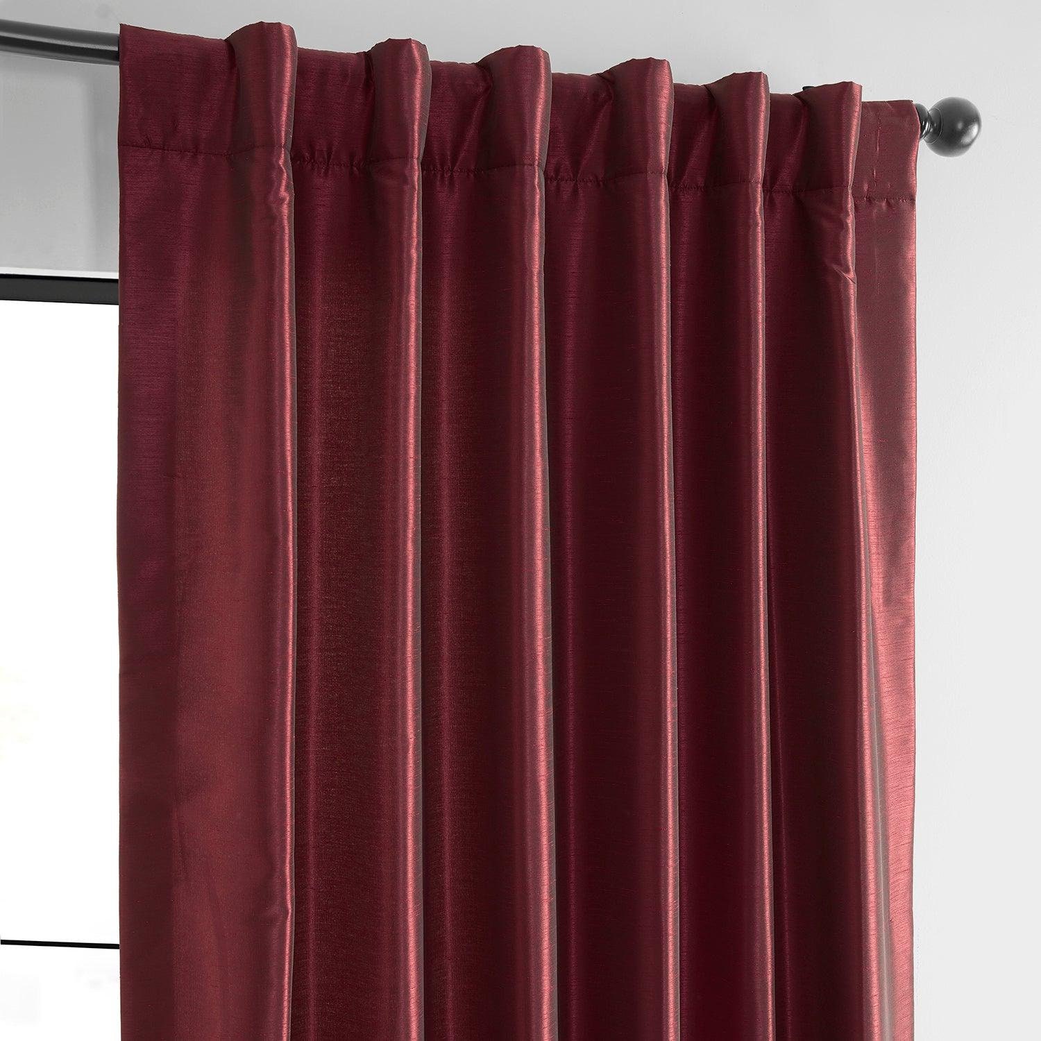 Ruby Faux Silk Curtains,single Panel Window Curtains,bedroom Curtains ...