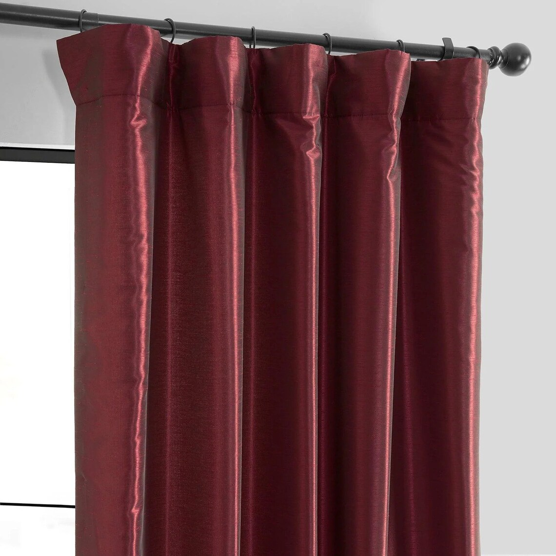 Ruby Faux Silk Curtains,single Panel Window Curtains,bedroom Curtains ...