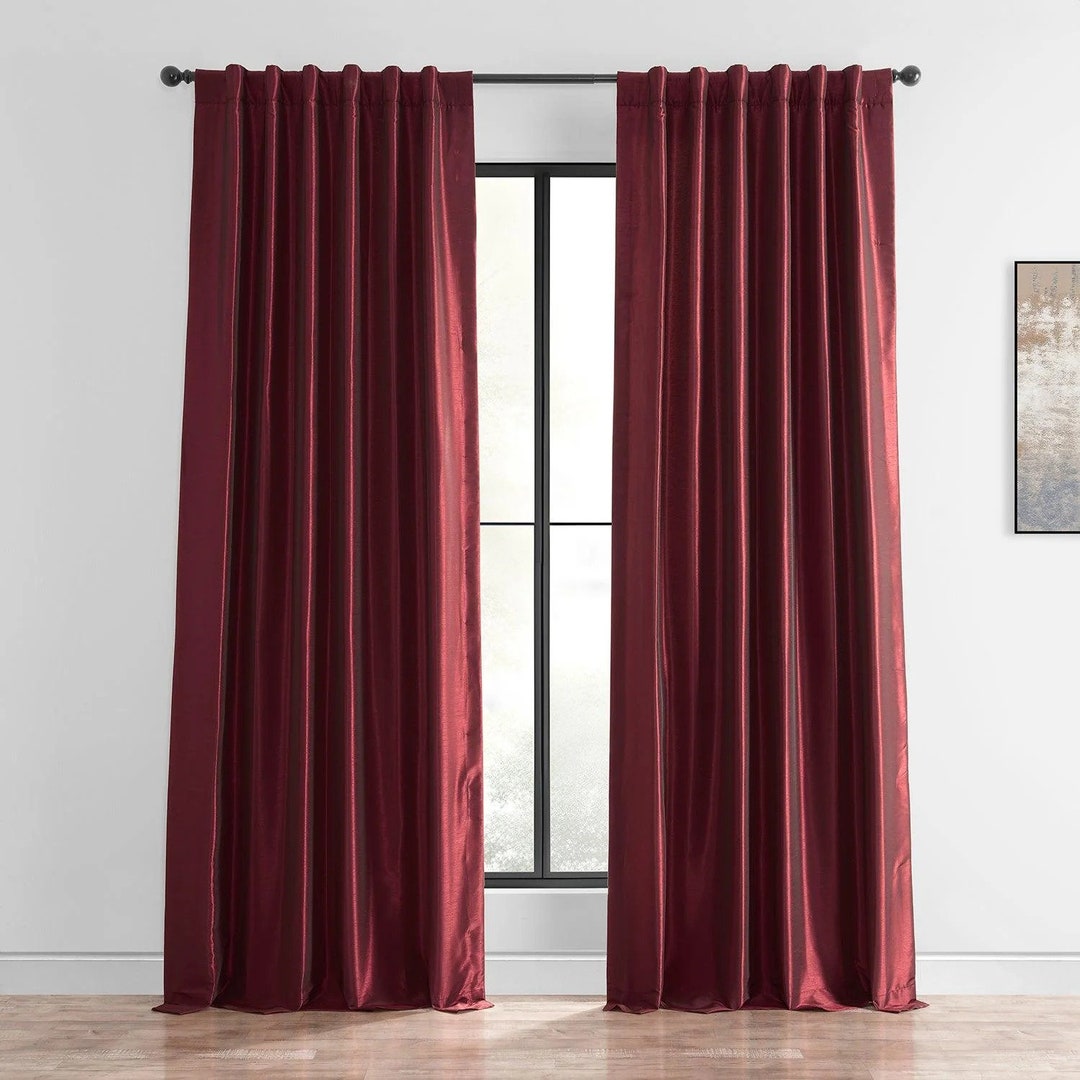 Ruby Faux Silk Curtains,single Panel Window Curtains,bedroom Curtains ...