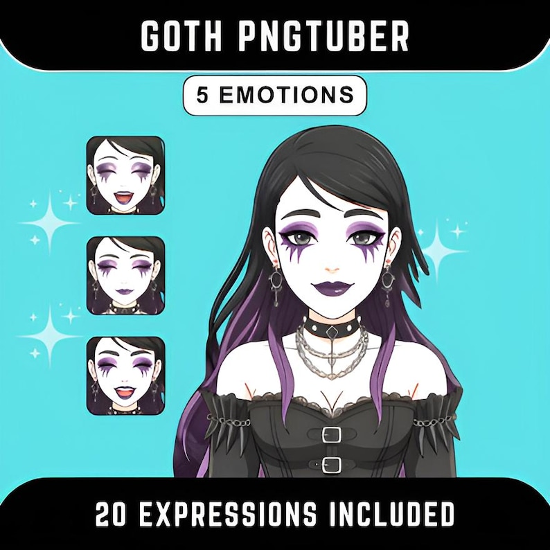 Goth Pngtuber Model | Pngtuber Girl | Premade Pngtuber | Veadotube ...