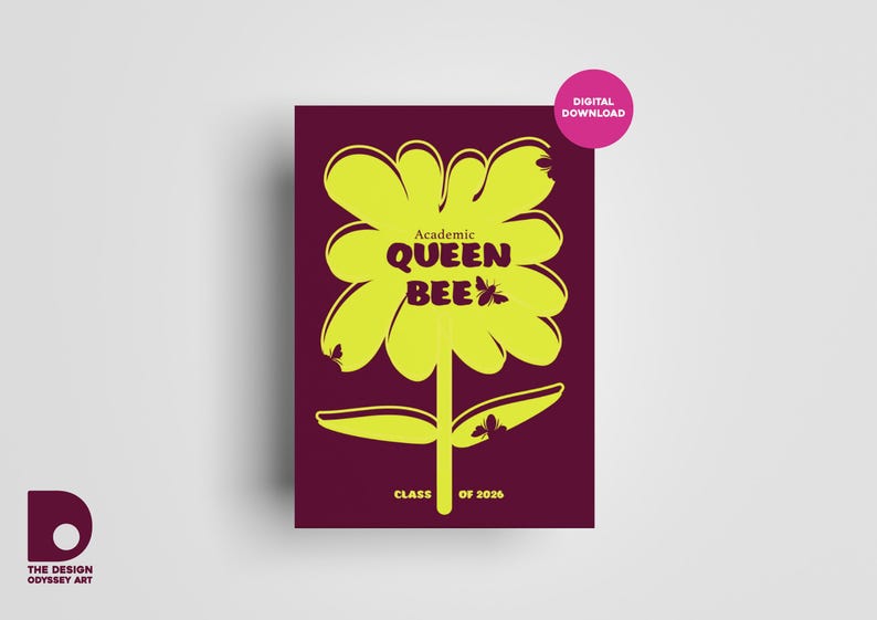 Academic Queen Bee Graduation Card | Class of 2026 | Groovy Flower ...