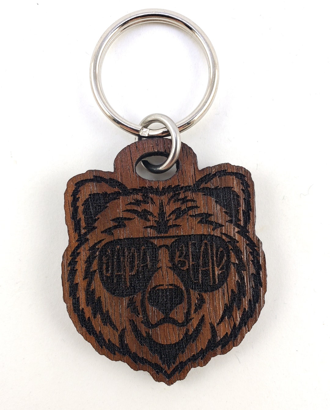 Laser Engraved Walnut Wood Keychain - "papa Bear" - Etsy