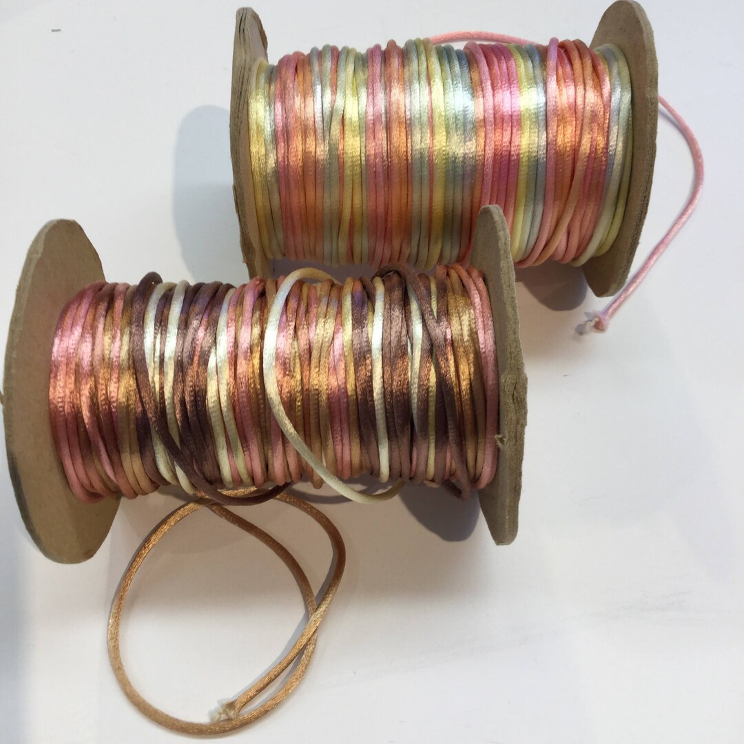 2 Mm Satin Rayon Rattail, Brown to Pink Variegated Silky Satin Rayon ...