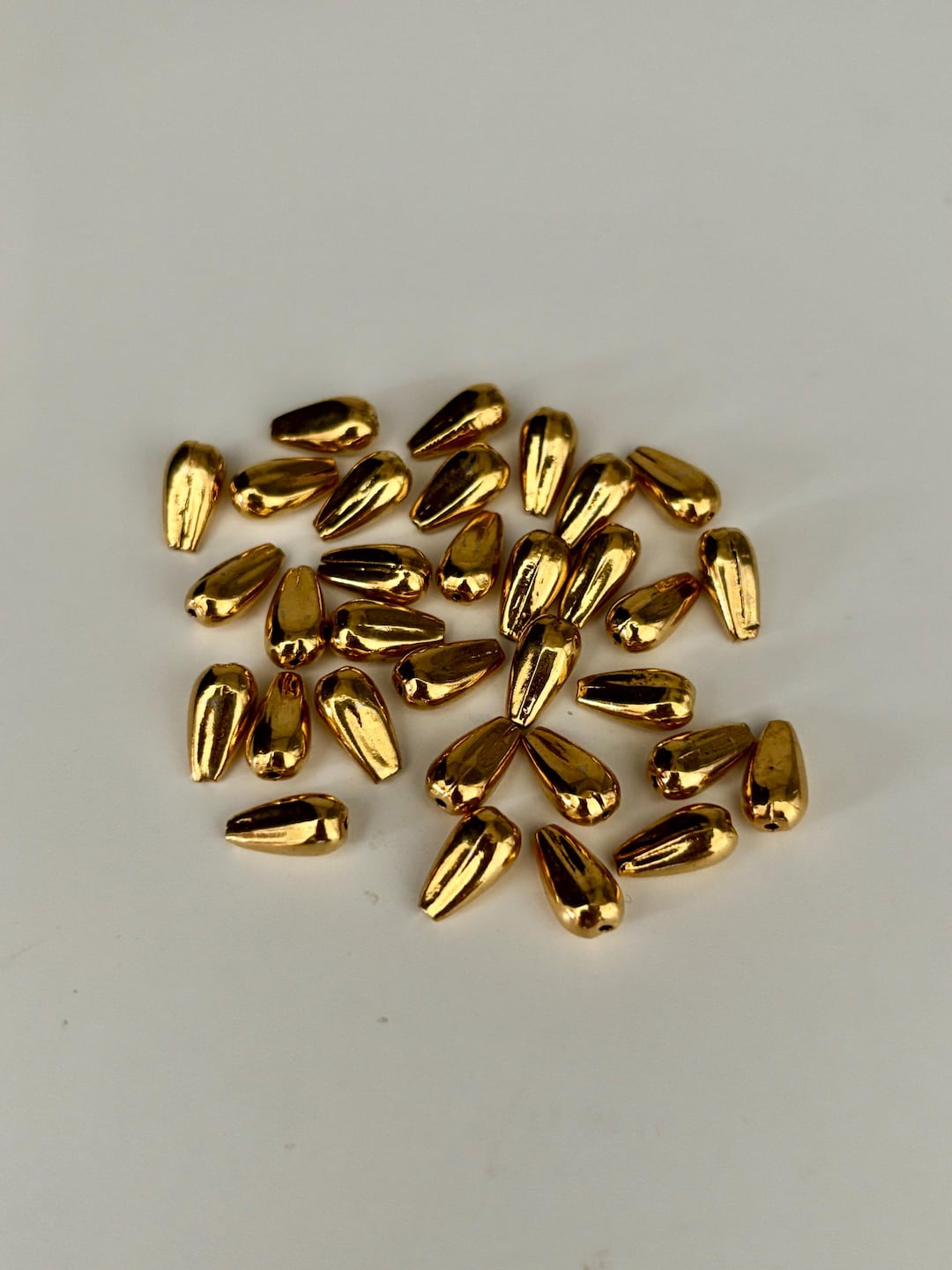 Bali Vermeil Teardrop Bead, 10mm Gold Plated Teardrop Bead, Tapered ...