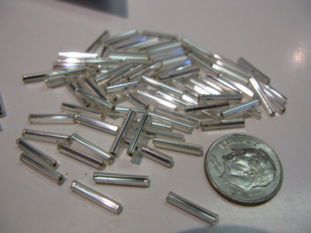 Czech Bugle Bead, Size 5 Bugle Bead, 12mm Bugle Bead, Clear Silverlined ...