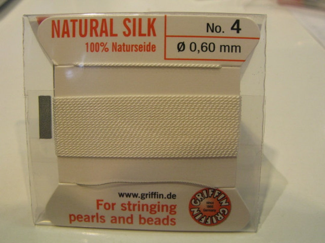 Griffin Silk Beading Thread on a Card With Attached Needle, White Silk ...