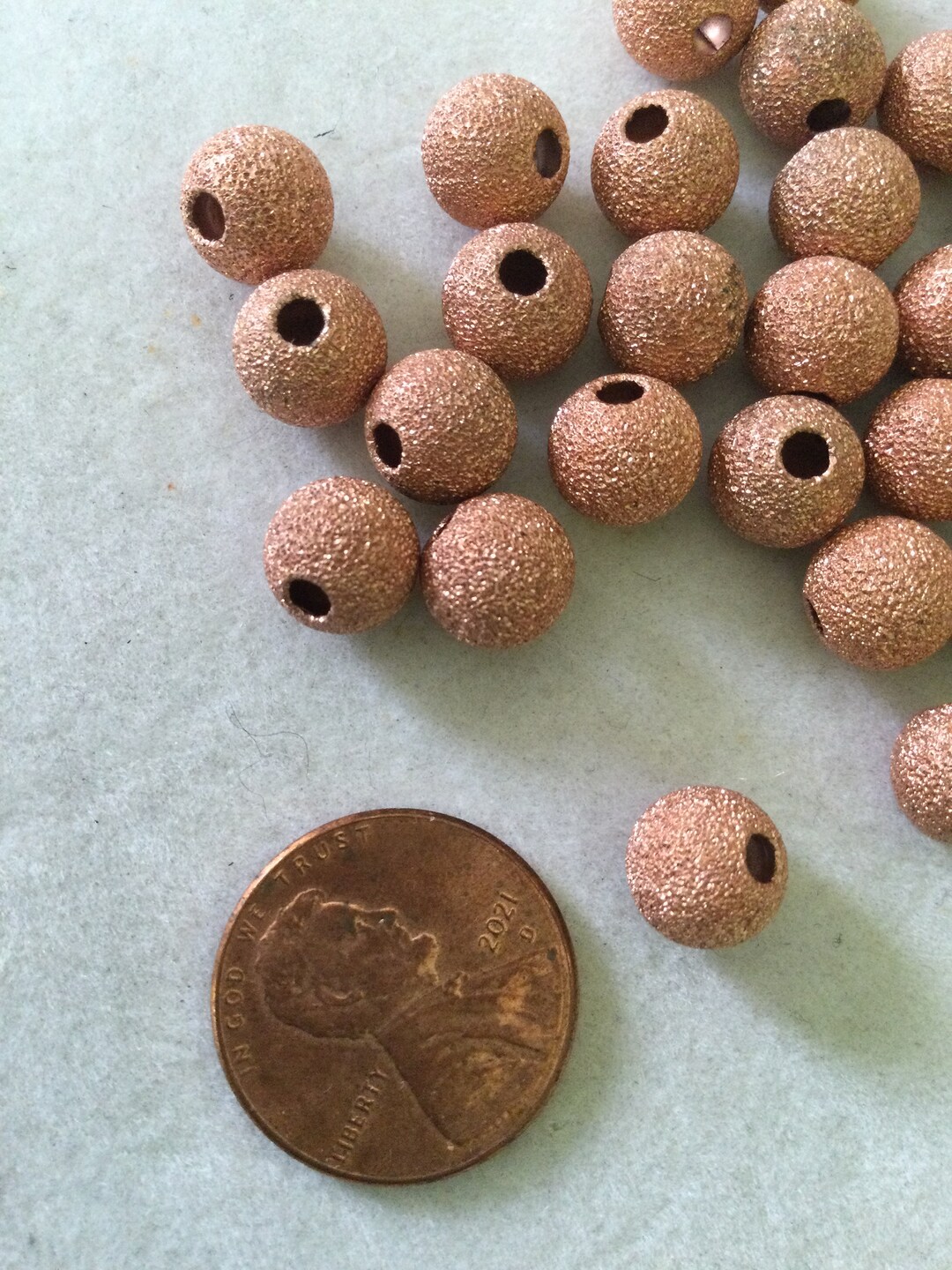 8mm Round Stardust Copper Bead, Copper Bead With Large Hole, Copper ...