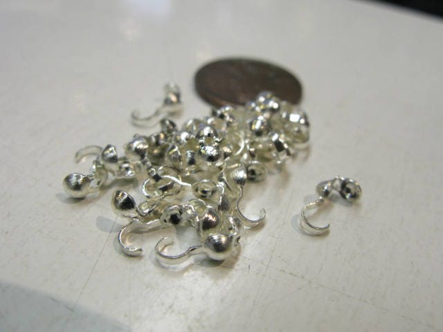 Bright Silver Plated Clam Shell Bead Tip Bead Knot Cover - Etsy