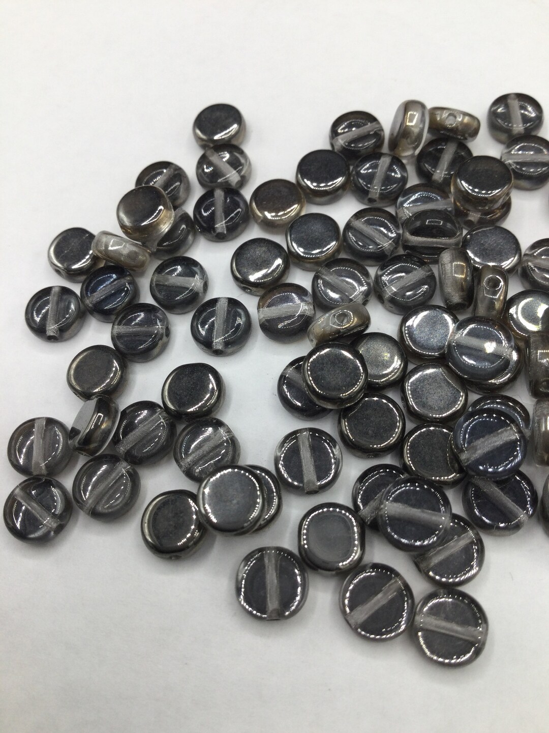 6mm Two Sided Bead, Mirror Gunmetal Finish on One Side, Transparent ...