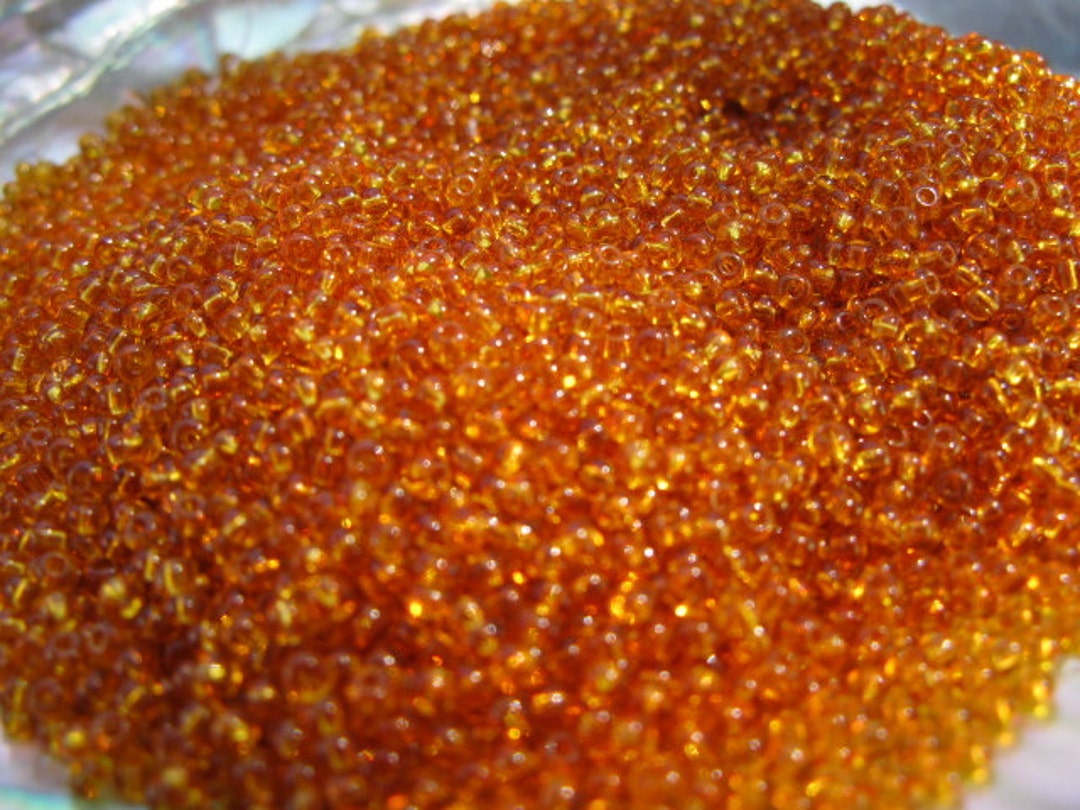 Czech Size 11/0 Rocaile Seed Bead, Medium Amber Transparent Seed Bead ...
