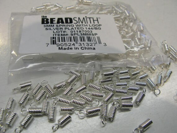 3mm Spring With Loop Round Leather Connector End Crimpable | Etsy