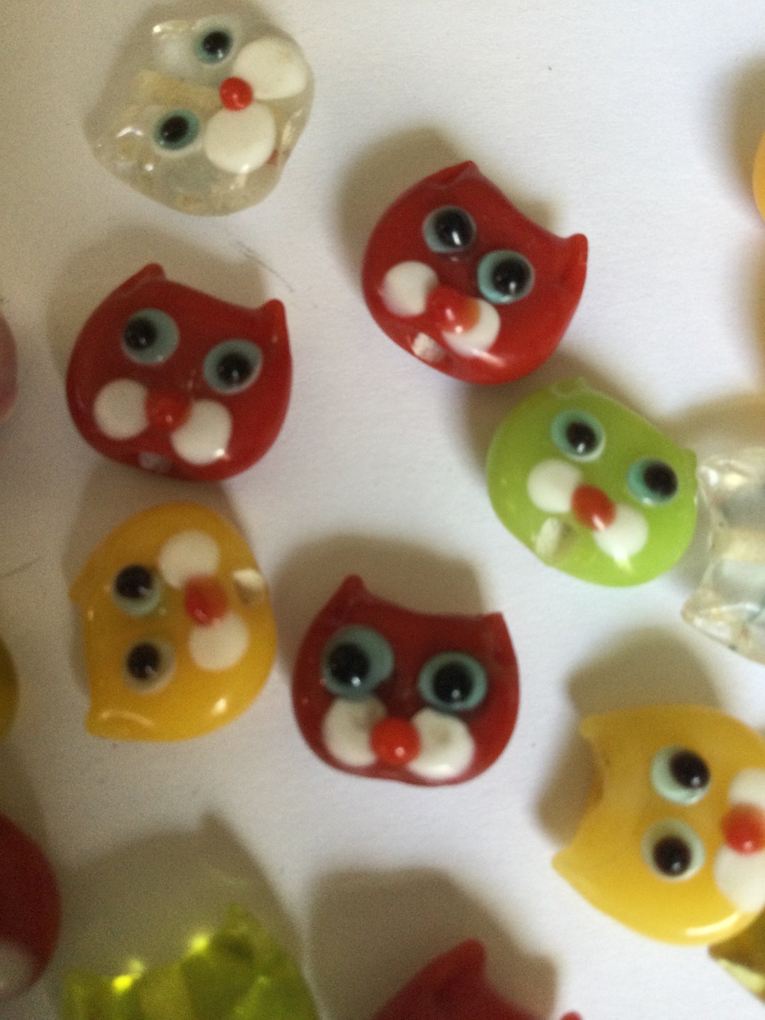 Lamp Work Cat Face Bead, 10mm Animal Bead, Multi Colors in Cat Bead ...
