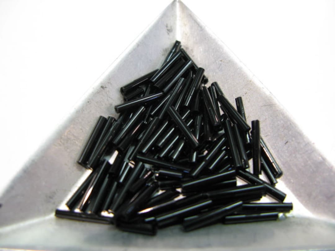 Czech Size 3 Bugle Bead, Black Bugle Bead, Fringe Bead, Embroidery Bead ...