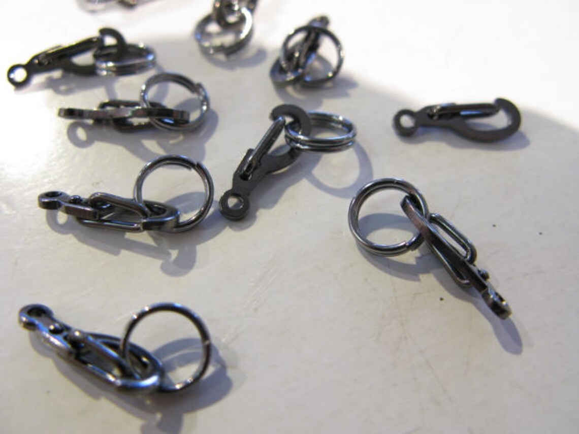5x11mm Self Closing Clasp With 6mm Black Oxide Split Ring | Etsy