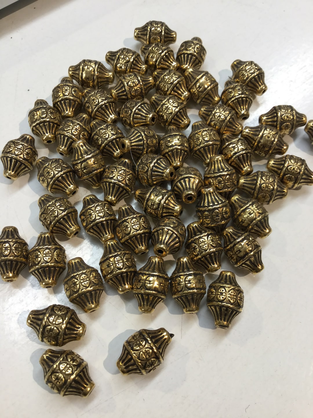 9mm Pyramid Shaped Bead, Antique Gold Plated Metallized Plastic Bead ...