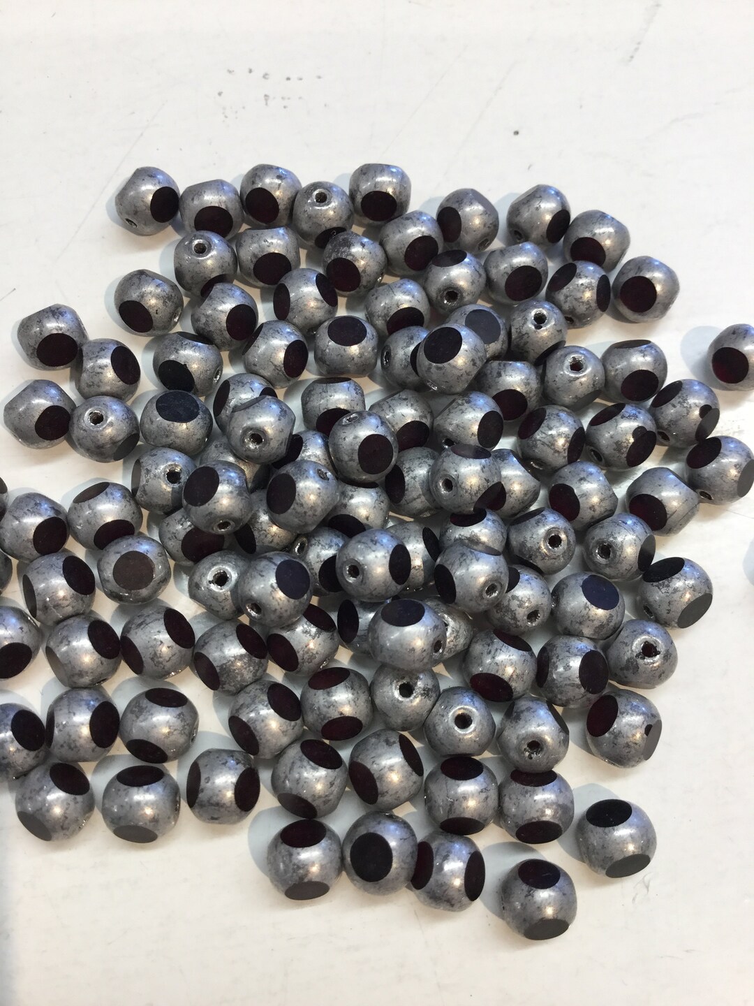 6mm 3 Sided Table Cut Bead, Silver Coating and Black/jet Glass, Round ...