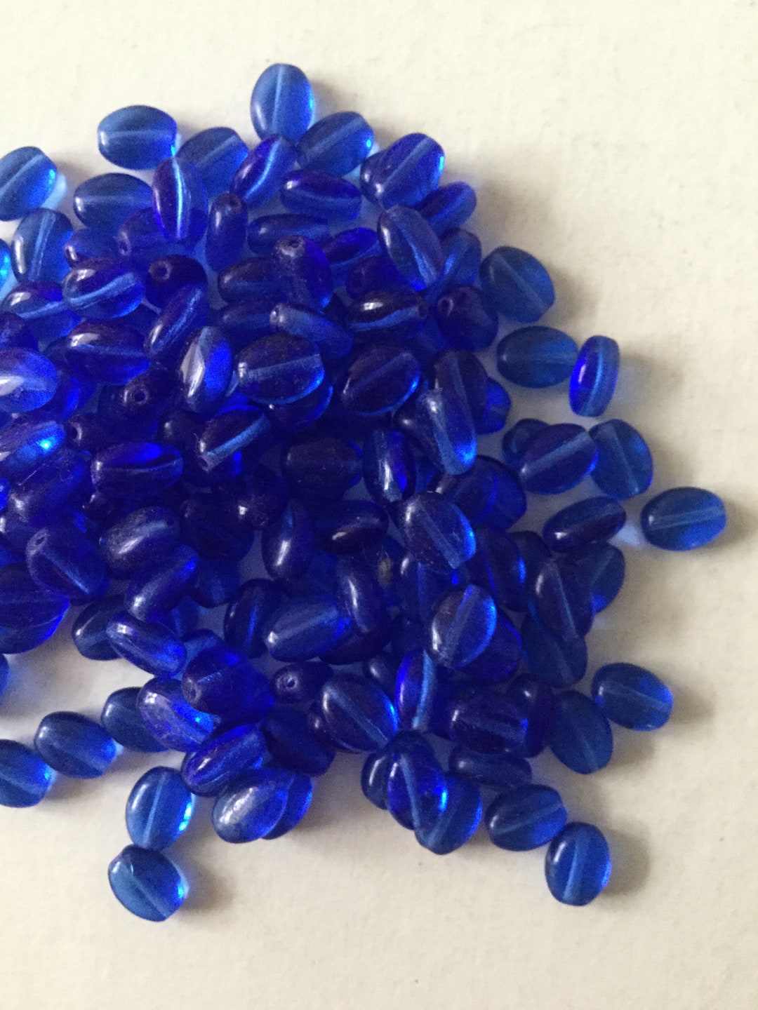 8mm Transparent Blue Oval Bead, Smooth Oval Sapphire Blue Bead, Czech ...