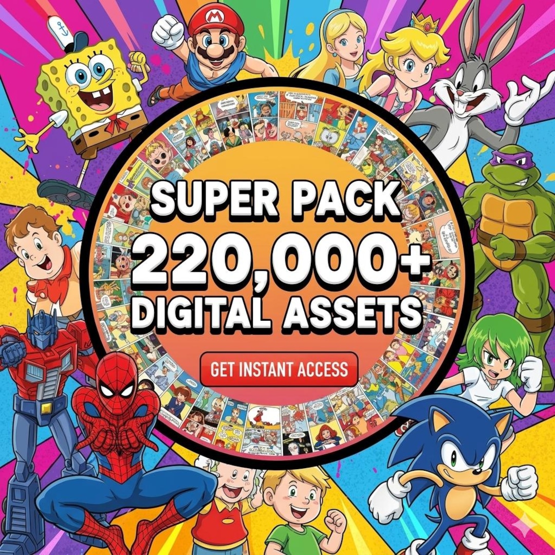 Paquete de más de 220.000 archivos SVG, diseños de dibujos animados en ...
