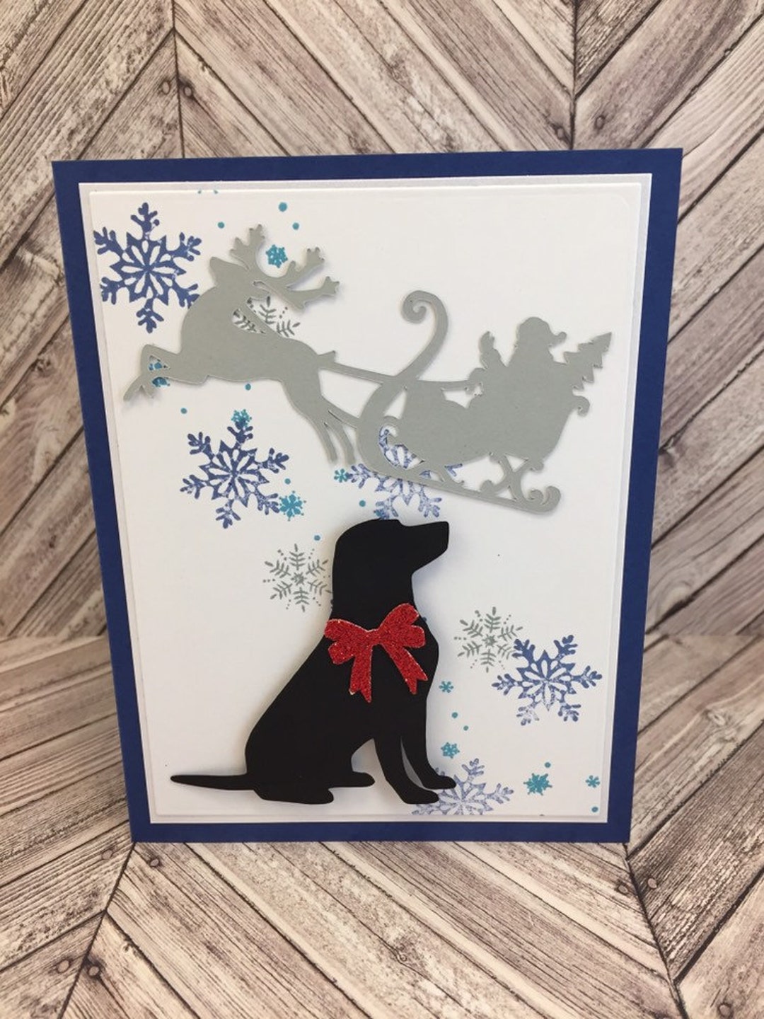 Labrador Retriever Christmas Card: Hand Stamped Snowflake Holiday Dog ...