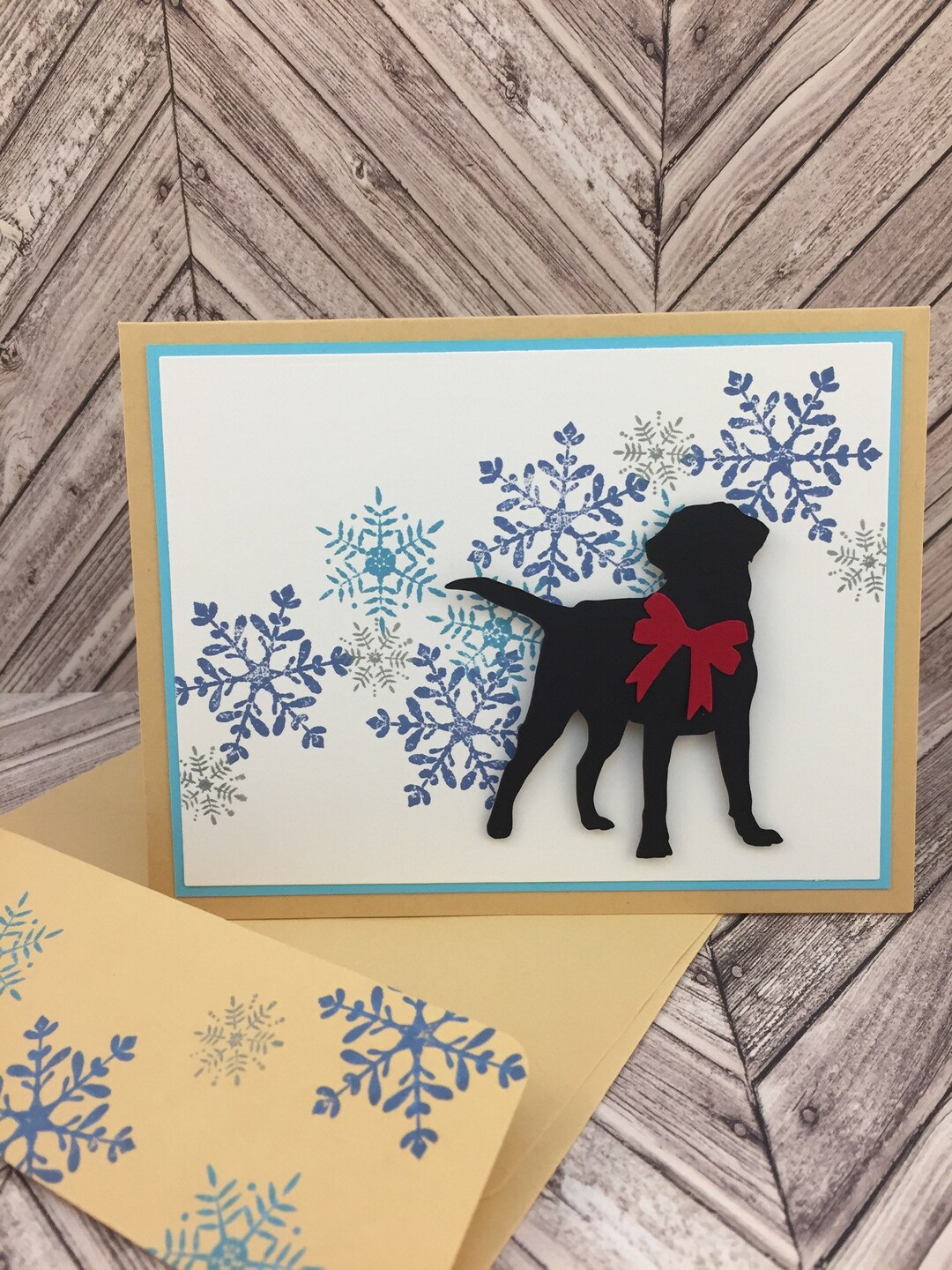 Labrador Retriever Christmas Card: Hand-stamped Snowflake Holiday Dog ...