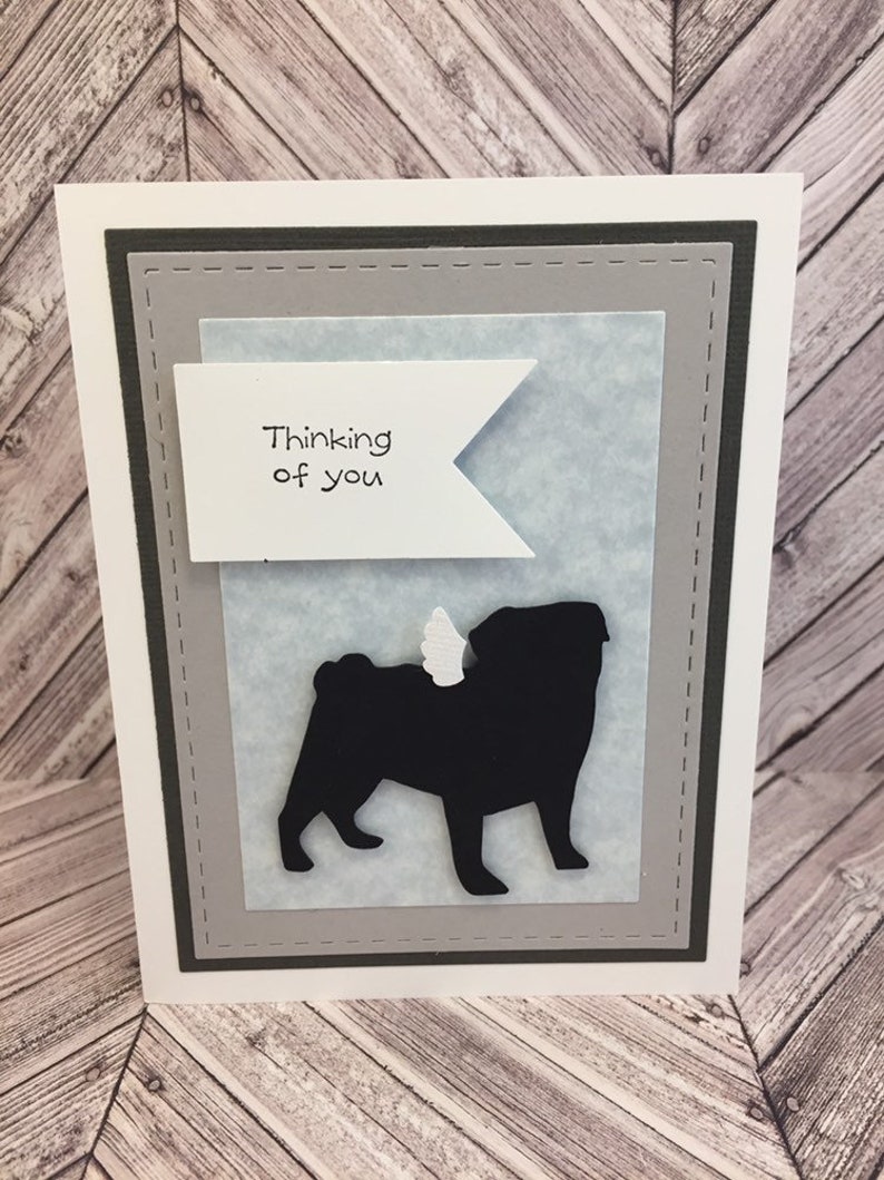Pug, Pug Card, Pug Sympathy Card, Pug Greeting Card, Dog Sympathy Card ...