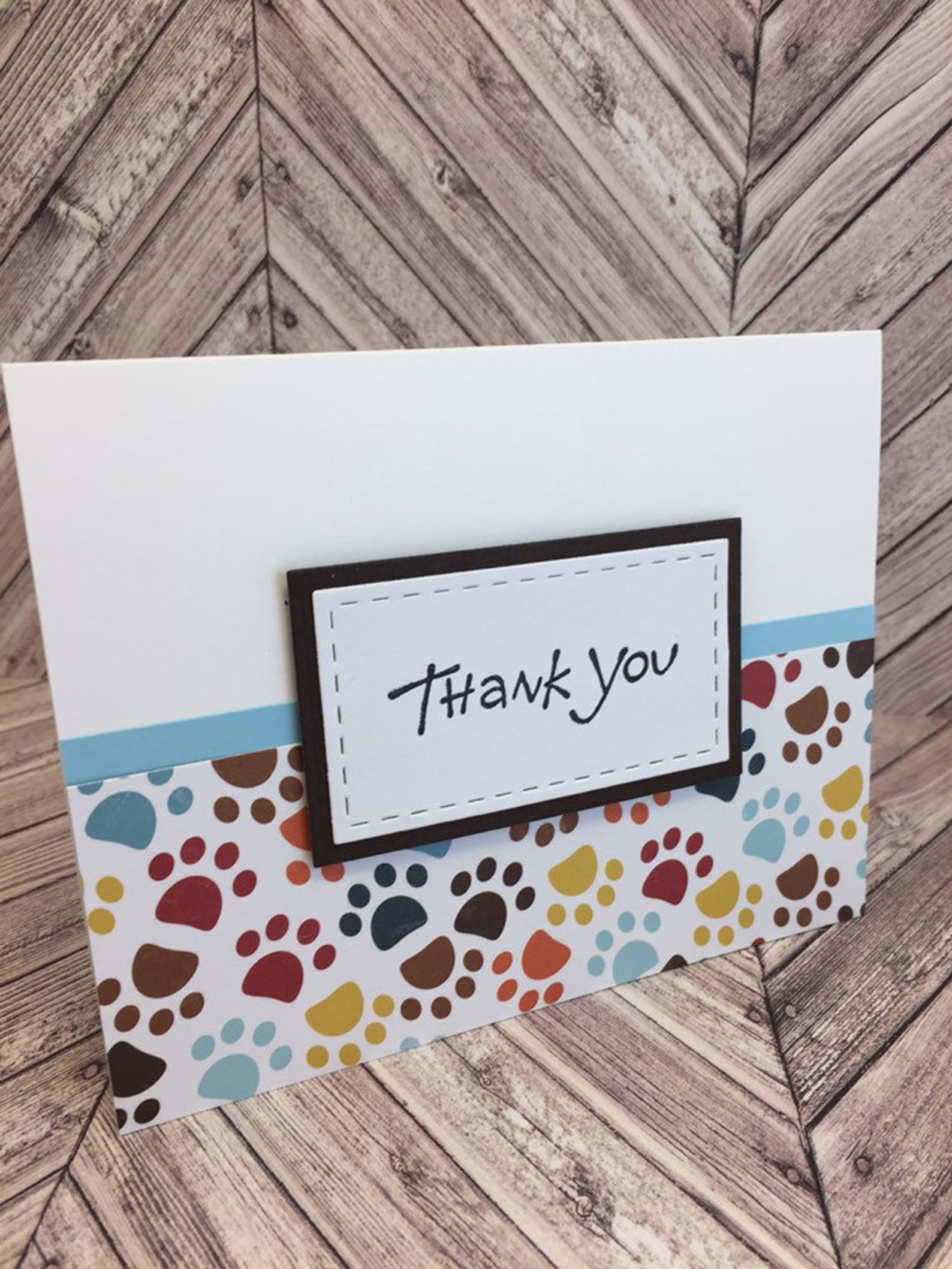 Paw print card thank you card dog thank you card cat thank | Etsy