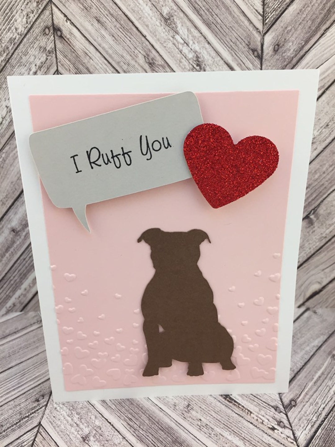 Pit Bull Valentine Card: 'I Ruff You' Dog Lover Card - Etsy