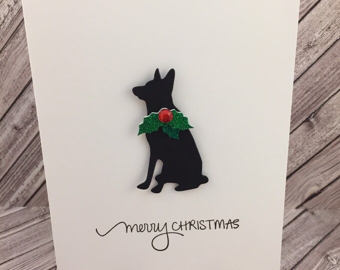 German Shepherd Christmas Card: Handmade Dog Holiday Card - Etsy