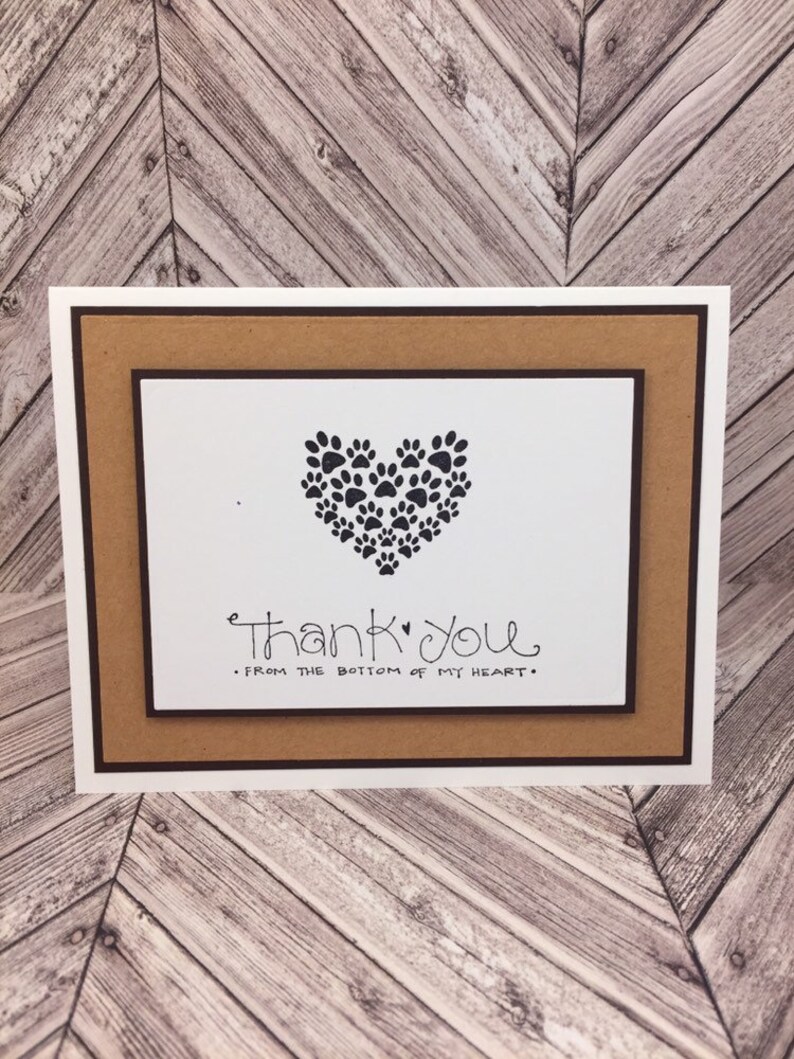 Paw Print Card, Thank You Card, Dog Thank You Card, Cat Thank You Card ...