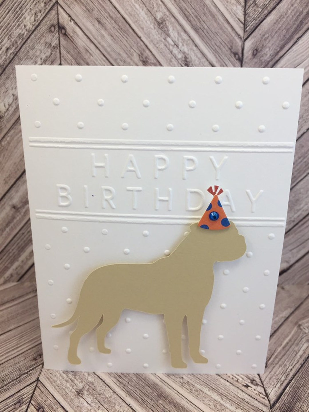 Mastiff Birthday Card: Embossed Dog Card With Party Hat - Etsy