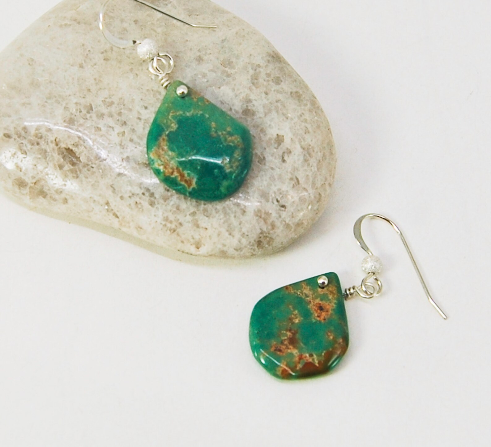 Turquoise Drop Earrings Green Turquoise Natural Raw - Etsy