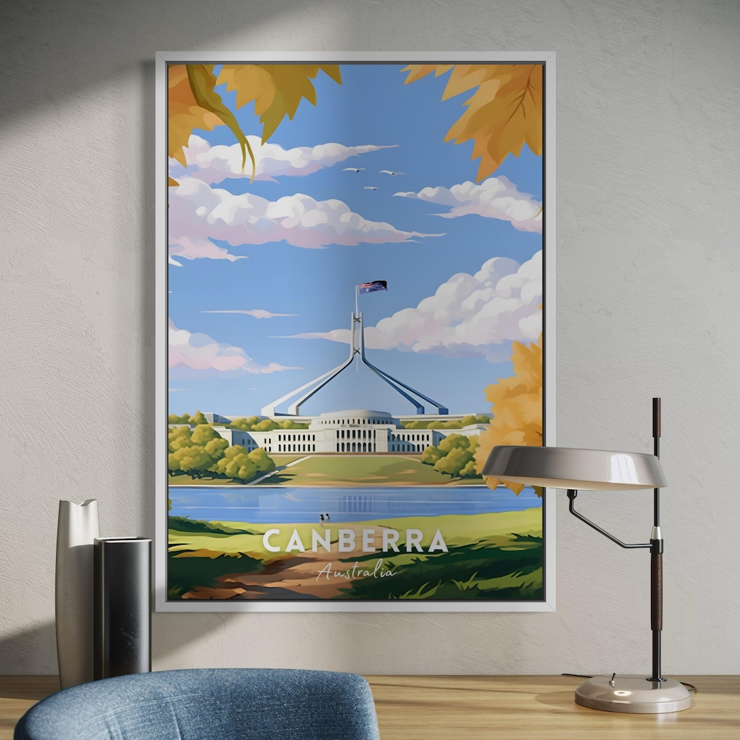 Canberra Australia Parliament House Vintage Travel Poster, ACT Wall Art ...