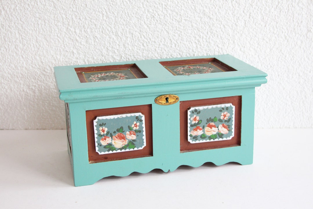 Vintage Wooden Box, Little Storage Box, Casket, Shabby Chic Wooden Box ...