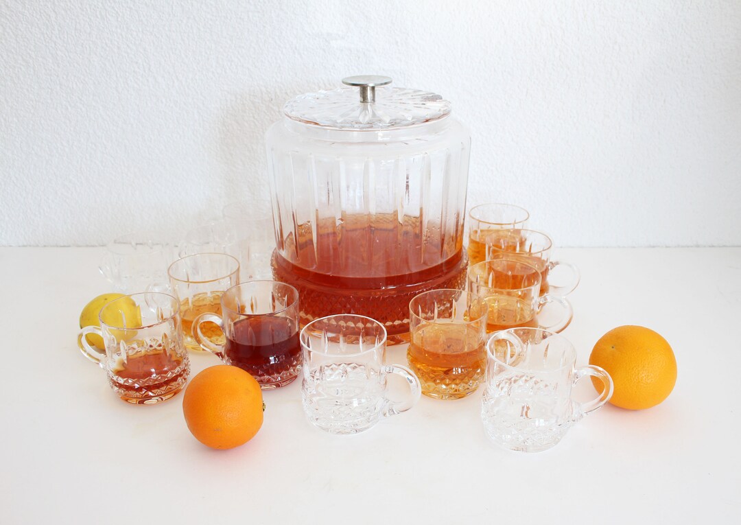 Punch Bowl Set, Lead Glass Punch-bowl Set 1960s, Clear Crystal Glass ...