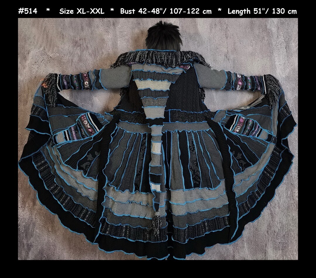 Elf Coat, Size XL-XXL, Fairy Coat, Patchwork Coat, Sweater Coat, Gypsy ...
