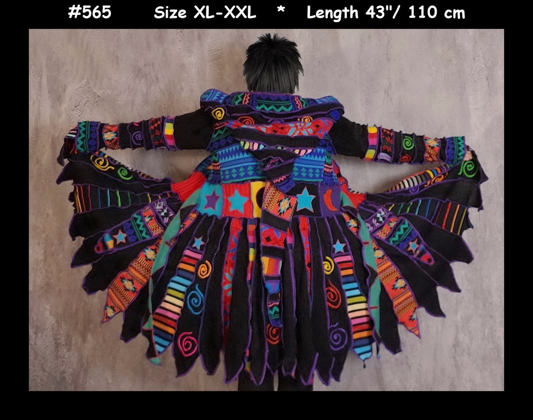 Elf Coat, Size XL-XXL, Patchwork Sweater Coat, Sweater Coat, Hippie ...
