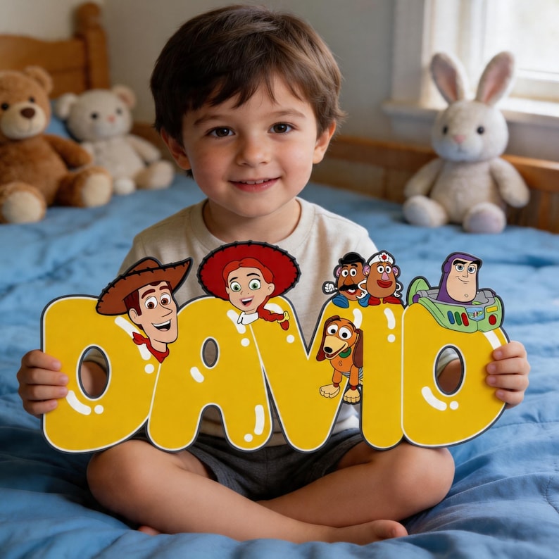 Toy Story Wooden Name Sign, Personalized Kids Room Decor, Custom Woody ...