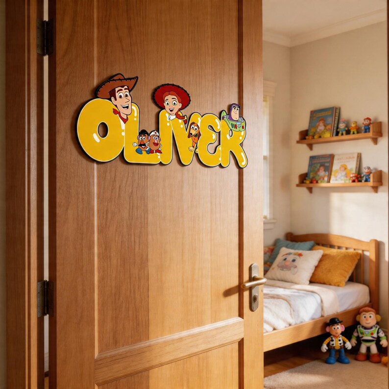 Toy Story Wooden Name Sign, Personalized Kids Room Decor, Custom Woody ...