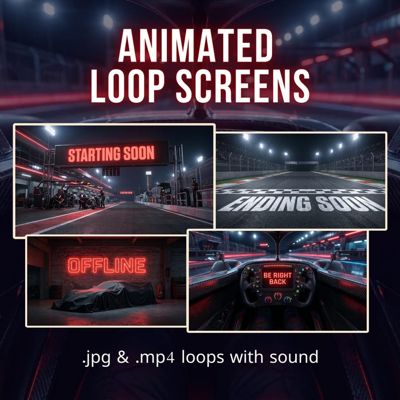 Animated Racing Twitch Stream Overlay Pack - Sim Race Esports Car ...