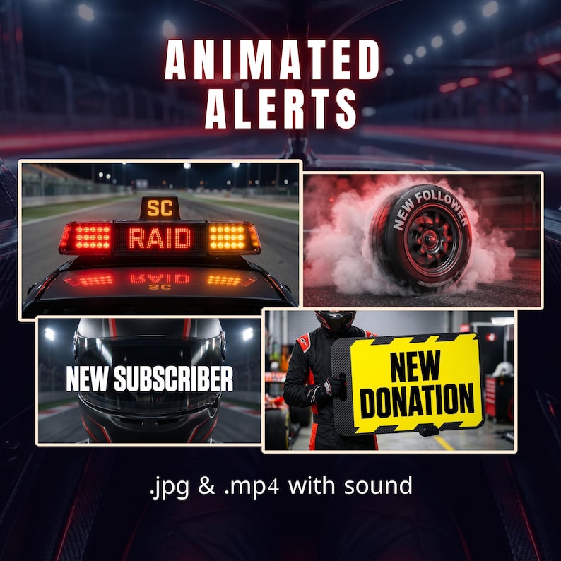 Animated Racing Twitch Stream Overlay Pack - Sim Race Esports Car ...