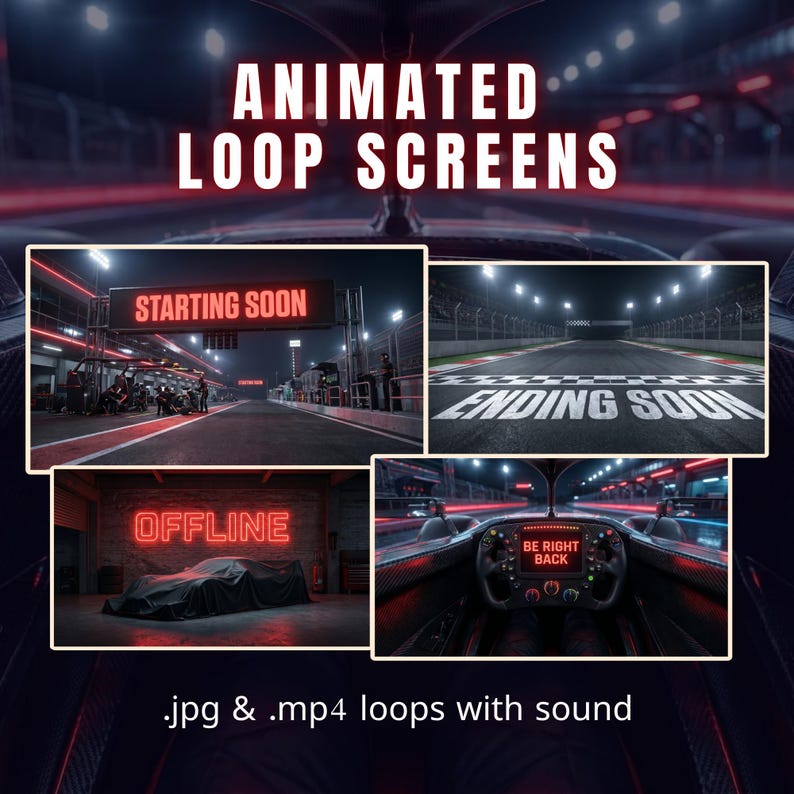Animated Racing Twitch Stream Overlay Pack - Sim Race Esports Car ...
