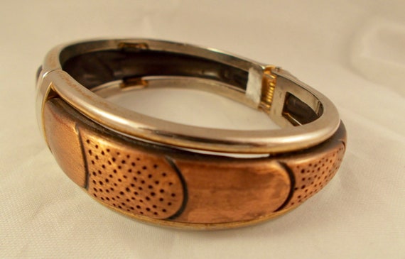 Unusual Vintage Mixed Copper & Metal Clamper Bracelet… - Gem