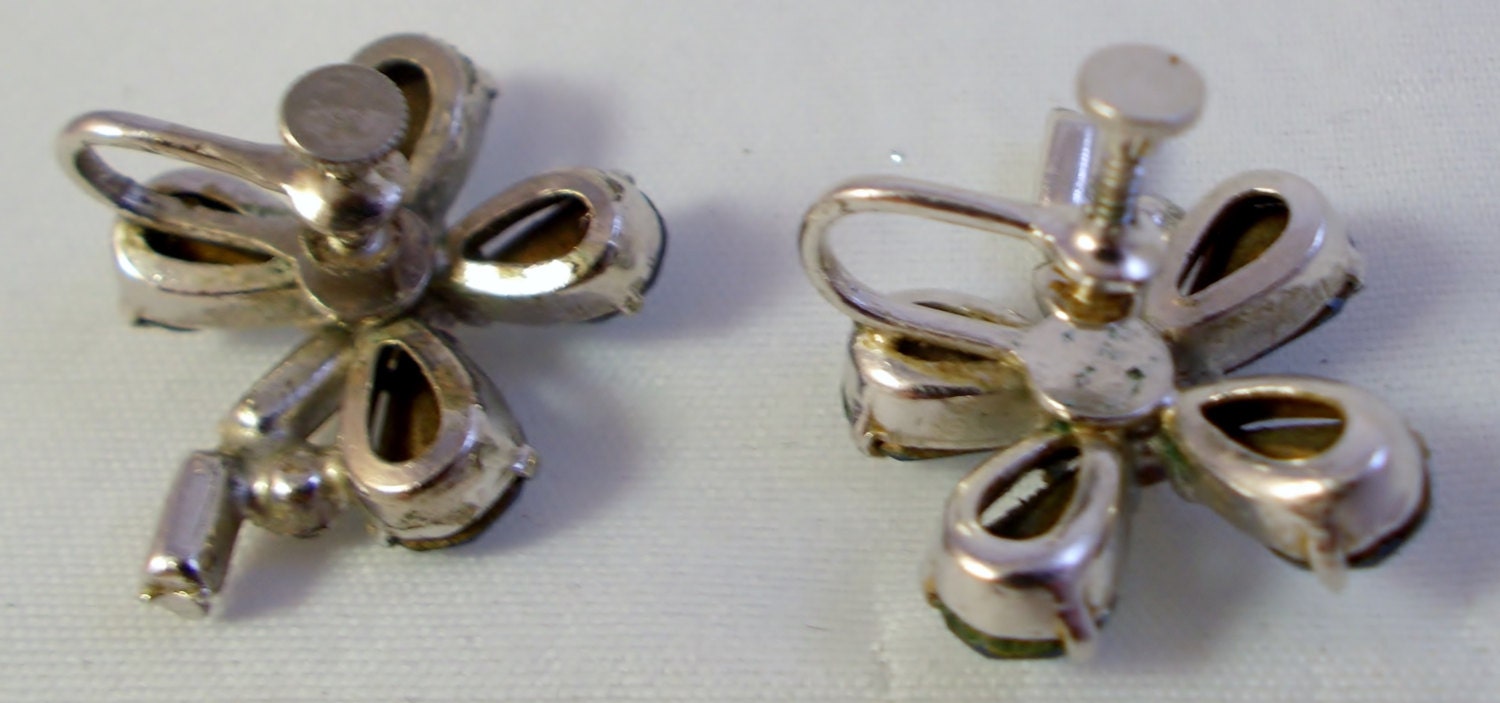 Vintage Blue and Clear Rhinestone 3 Piece Clover Pin and - Etsy