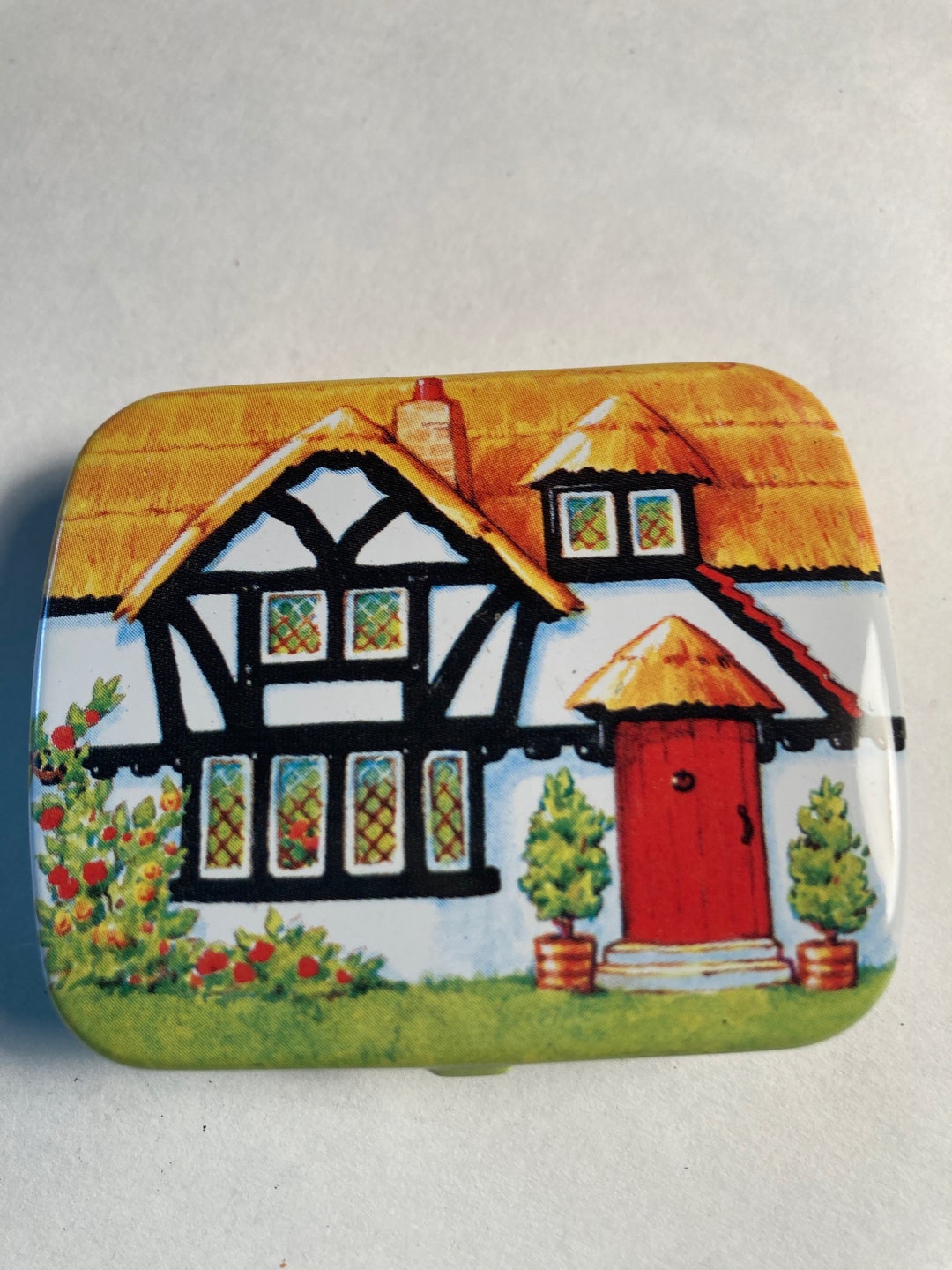 Vintage Dodo Designs Country Cottage Small Collectible Tin Pill Box ...