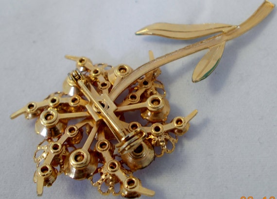 Vintage 1950's Pinwheel Style Pink Rhinestone Gold To… - Gem